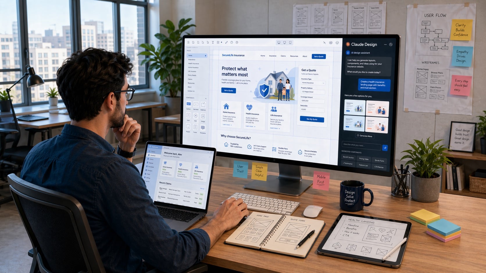 Outils de prototypage IA dans l'assurance : Claude Design, v0, Stitch ...